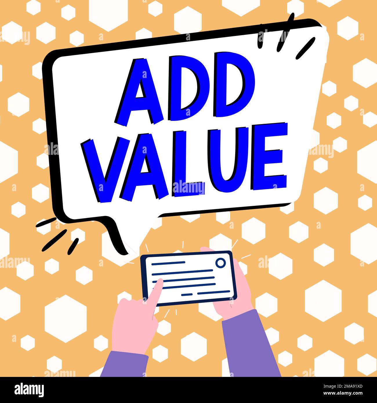 Writing displaying text Add Value. Concept meaning an improvement or ...