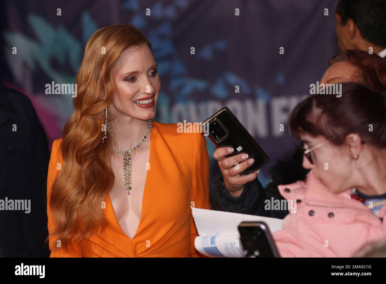 Jessica Chastain poses for photographers upon arrival for the premiere of the film 'The Good ...