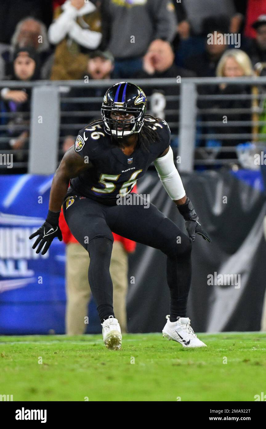 Baltimore Ravens linebacker Josh Bynes (56) in action during the second ...