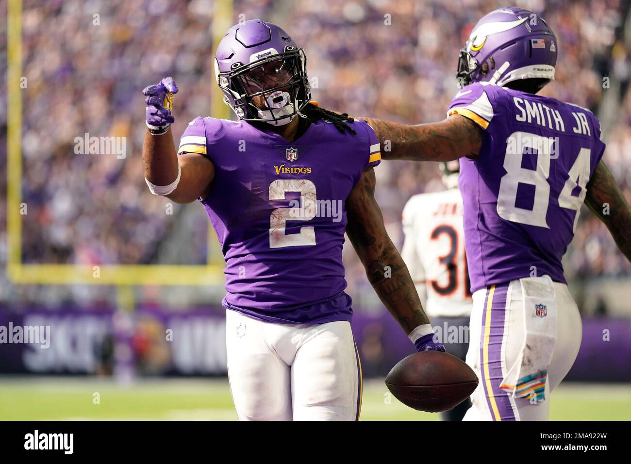 Minnesota Vikings running back Alexander Mattison (2) celebrates after ...