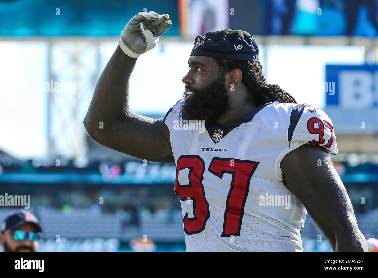 Houston Texans defensive end Mario Addison (97) leaving the field after ...