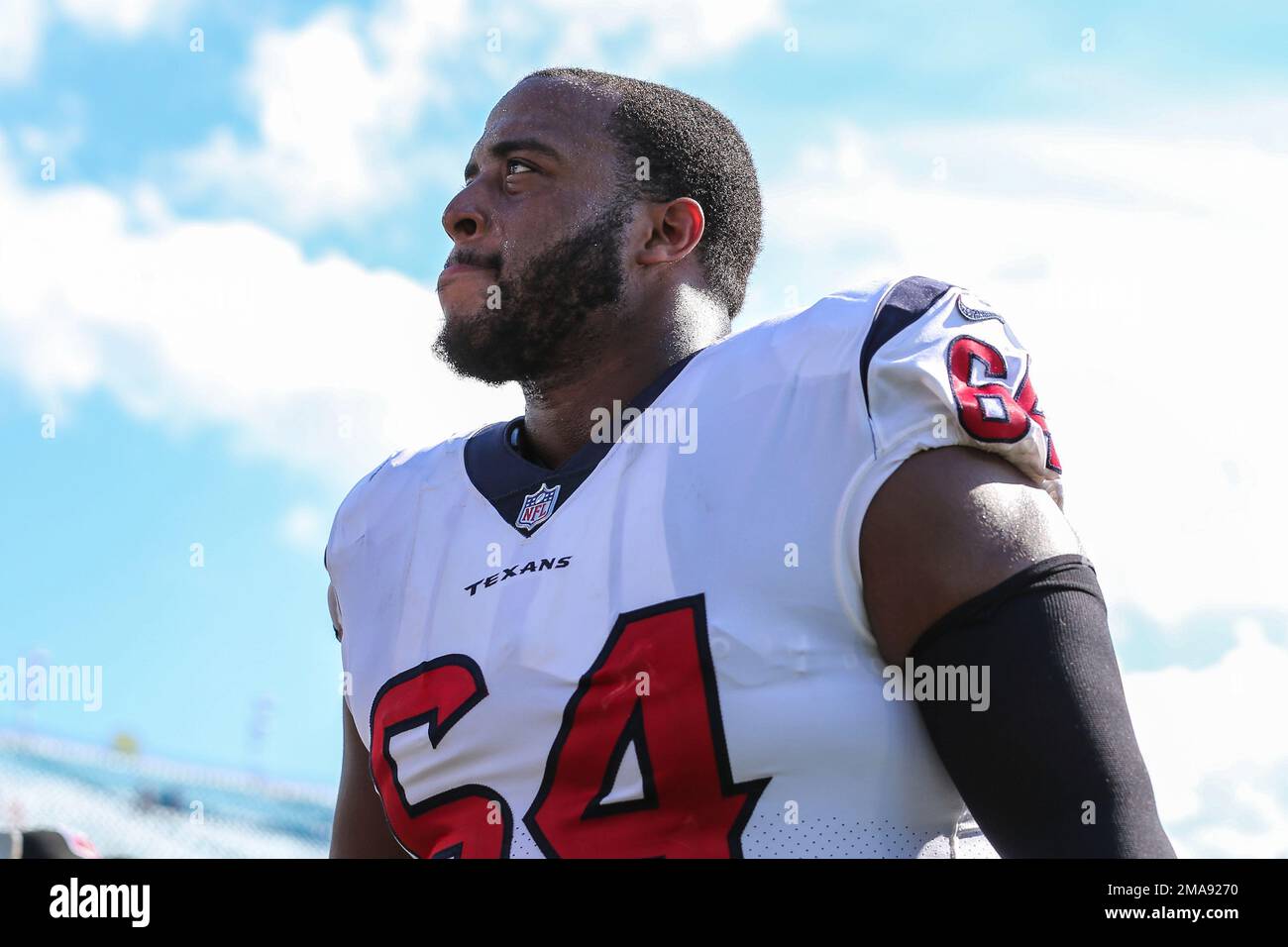 Houston Texans guard Justin McCray (64) leaving the field after an NFL ...