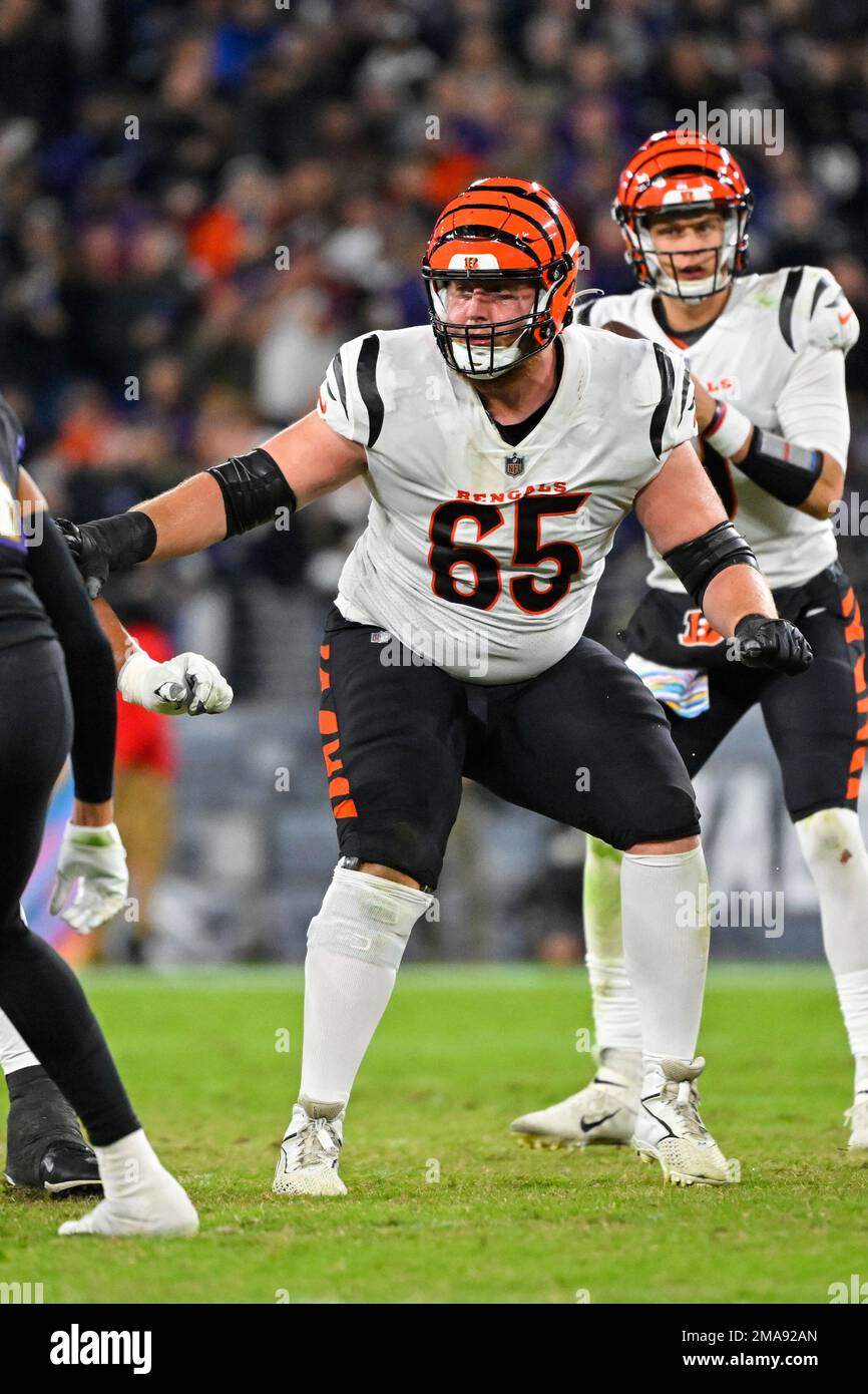 Cincinnati Bengals guard Alex Cappa (65) in action during the first ...