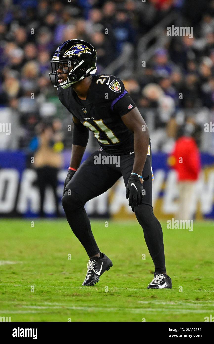 Baltimore Ravens cornerback Brandon Stephens (21) in action during the ...