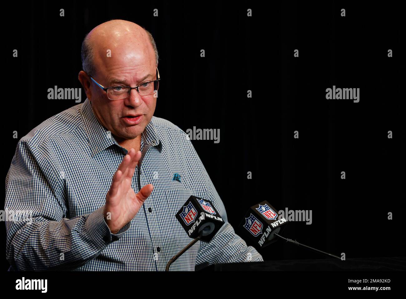 Carolina Panthers owner David Tepper speaks to the media after the ...