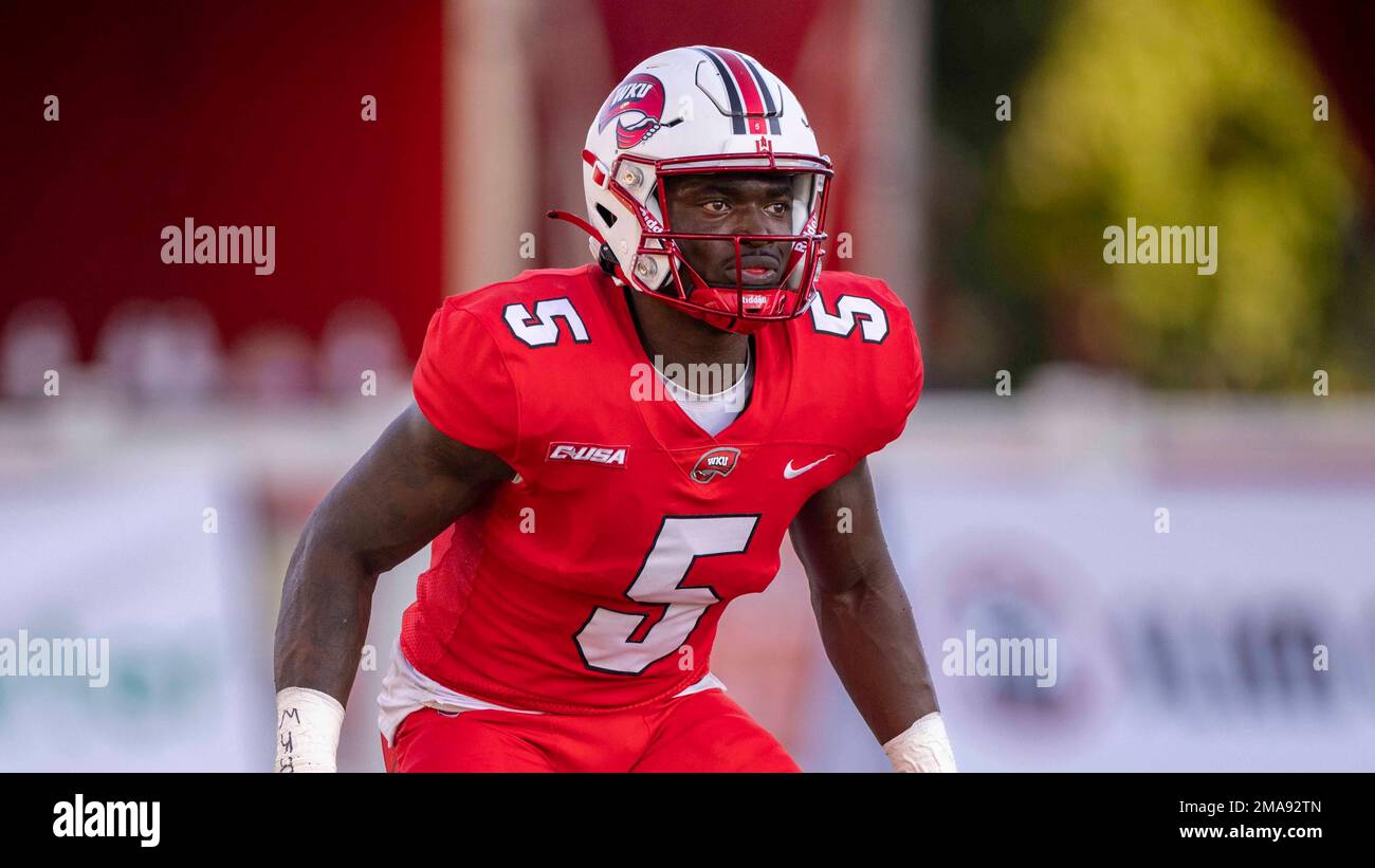 WKU defensive back Rome Weber surveys the field during an NCAA football ...