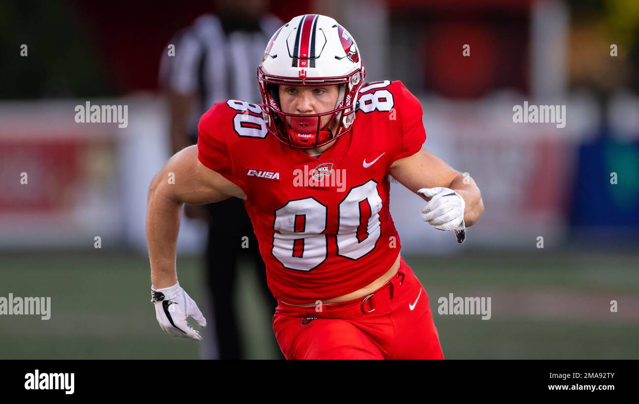WKU wide receiver Easton Messer runs a route during an NCAA football ...