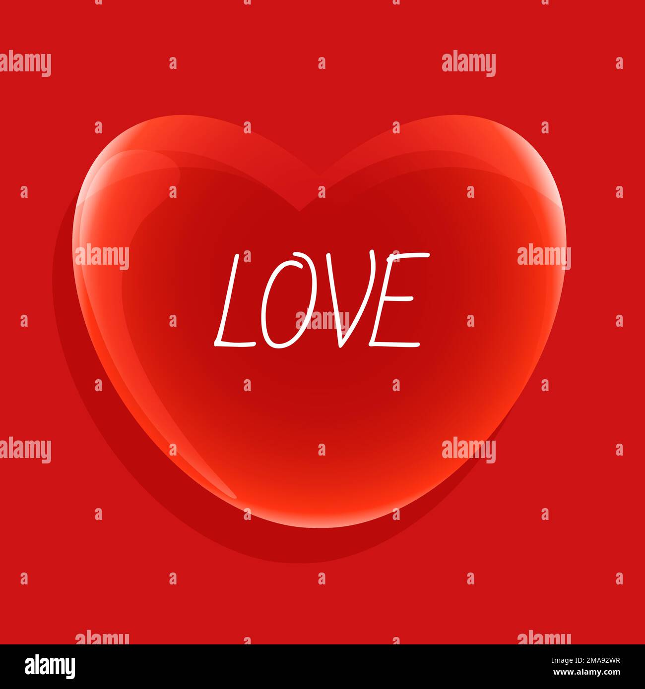 Illustration with a red valentine heart with text Love Stock Vector ...