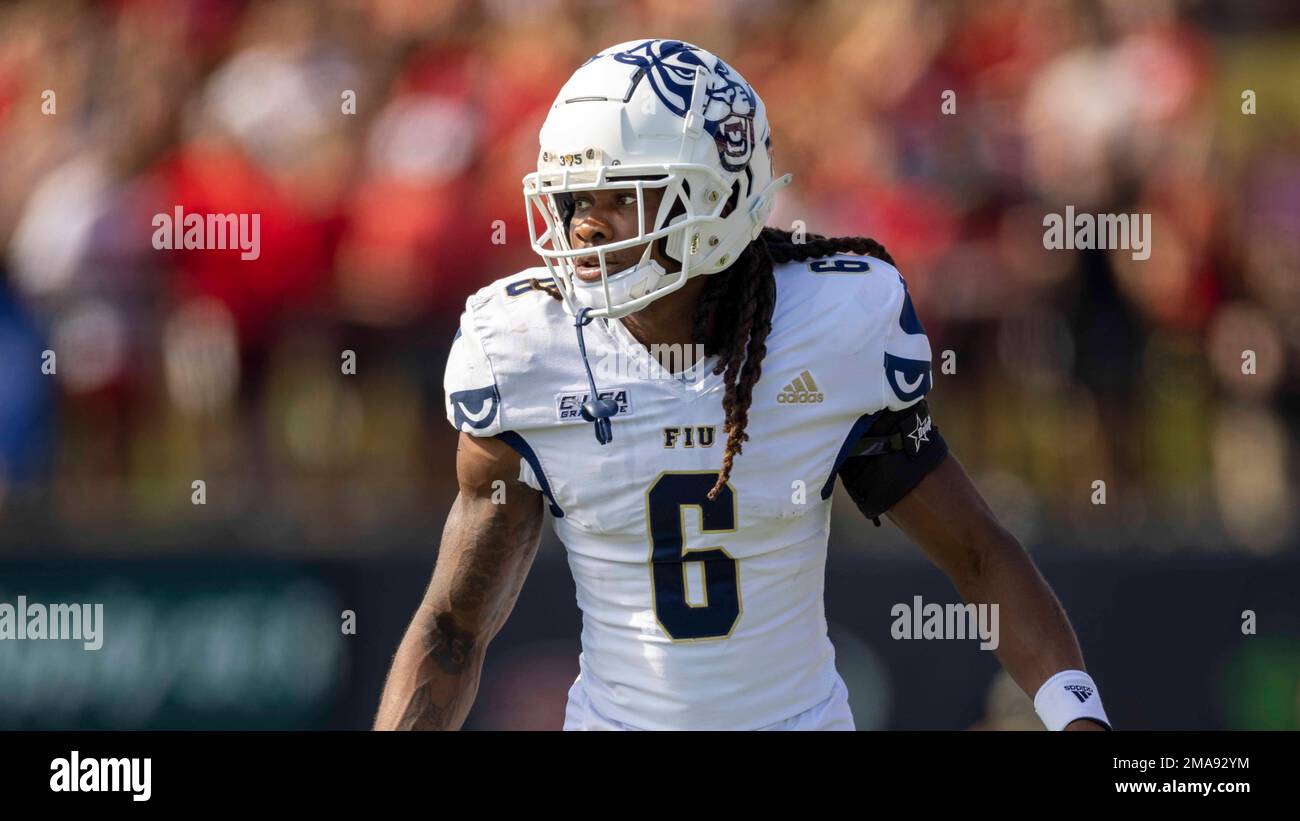 FIU defensive back Adrian Cole prepares for a play during an NCAA ...