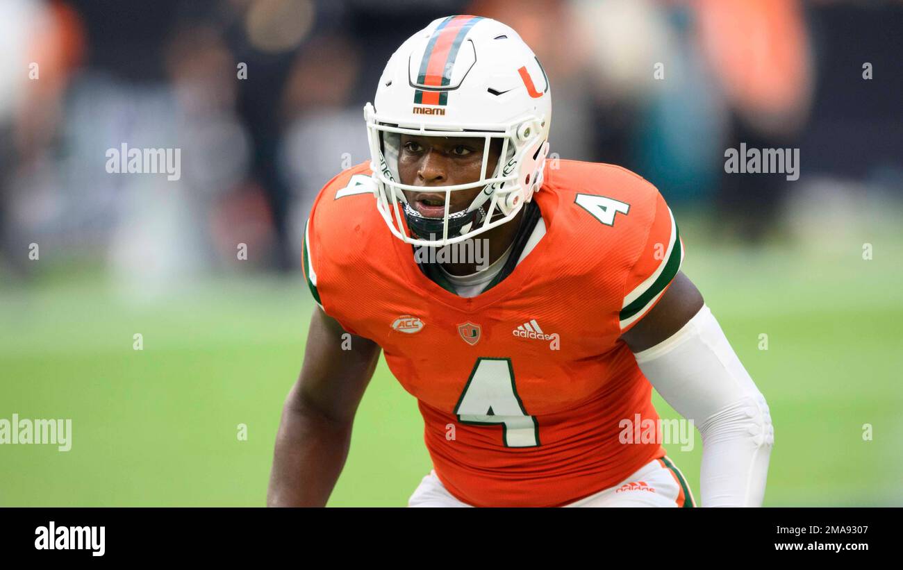Miami linebacker Keontra Smith (4) during an NCAA football game on ...