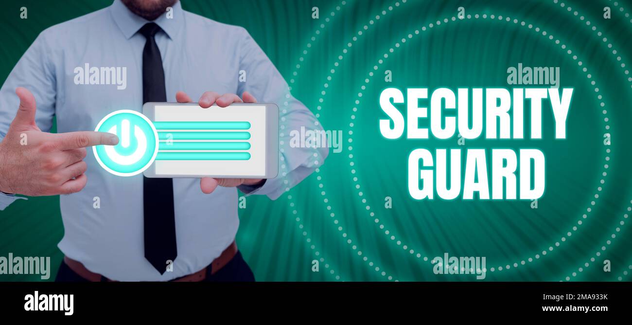 Writing Displaying Text Security Guard Word Written On Tools Used To