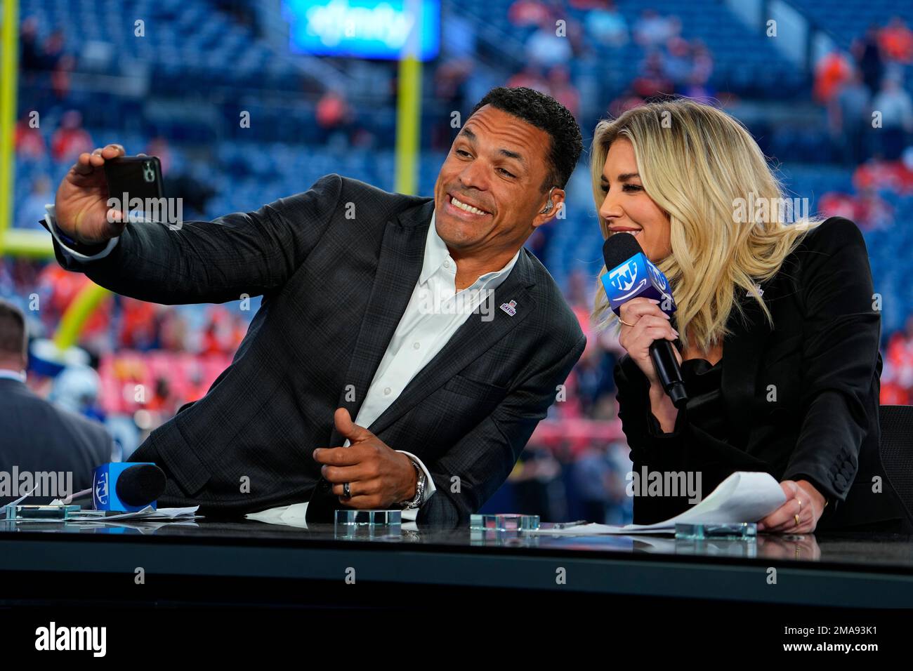 Thursday Night Football announcer Tony Gonzales and Charissa Thomson ...