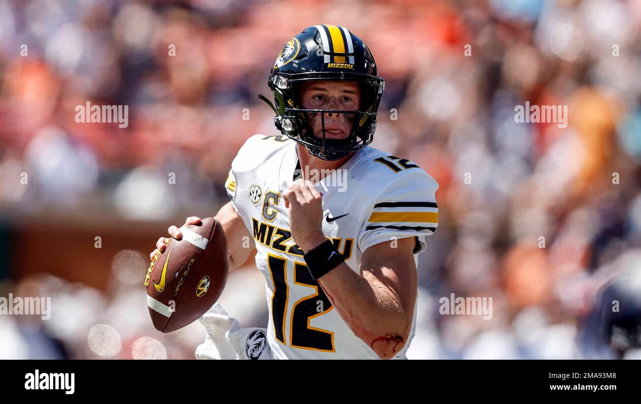Missouri quarterback Brady Cook (12) looks to pass against Auburn ...