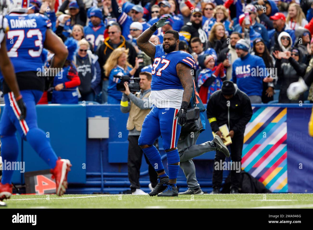Buffalo Bills defensive tackle Jordan Phillips (97) reacts after a ...