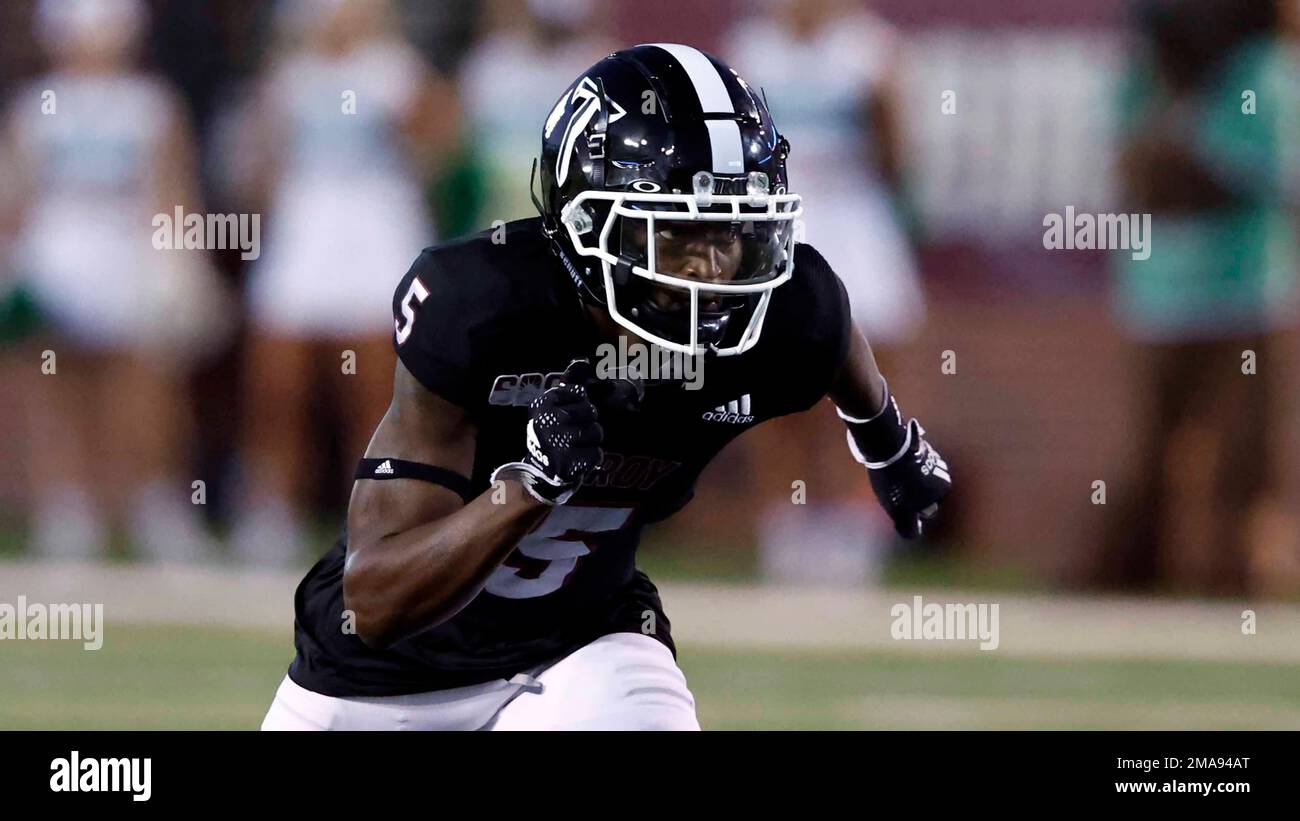 Troy wide receiver Jabre Barber (5) runs a route against Marshall ...