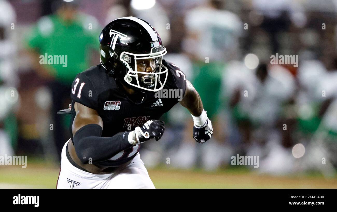 Troy safety Dell Pettus (31) during an NCAA football game on Saturday ...
