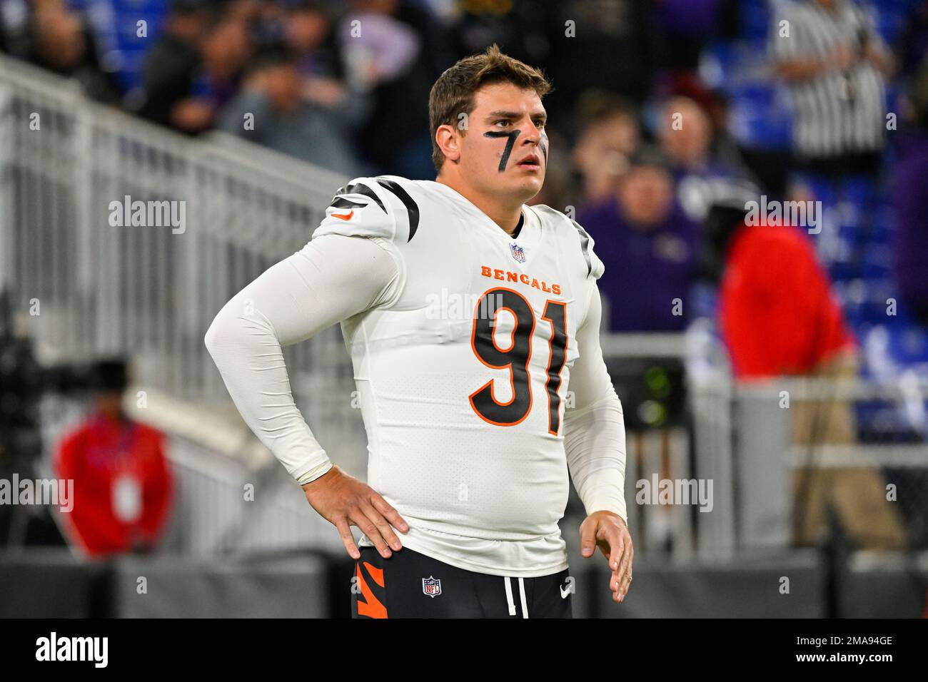 Cincinnati Bengals defensive end Trey Hendrickson (91) looks on during ...