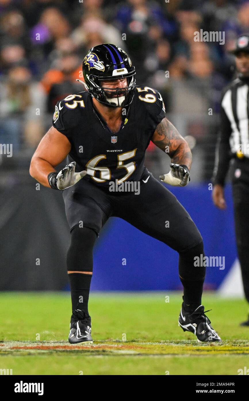 Baltimore Ravens guard Patrick Mekari (65) in action during the first ...