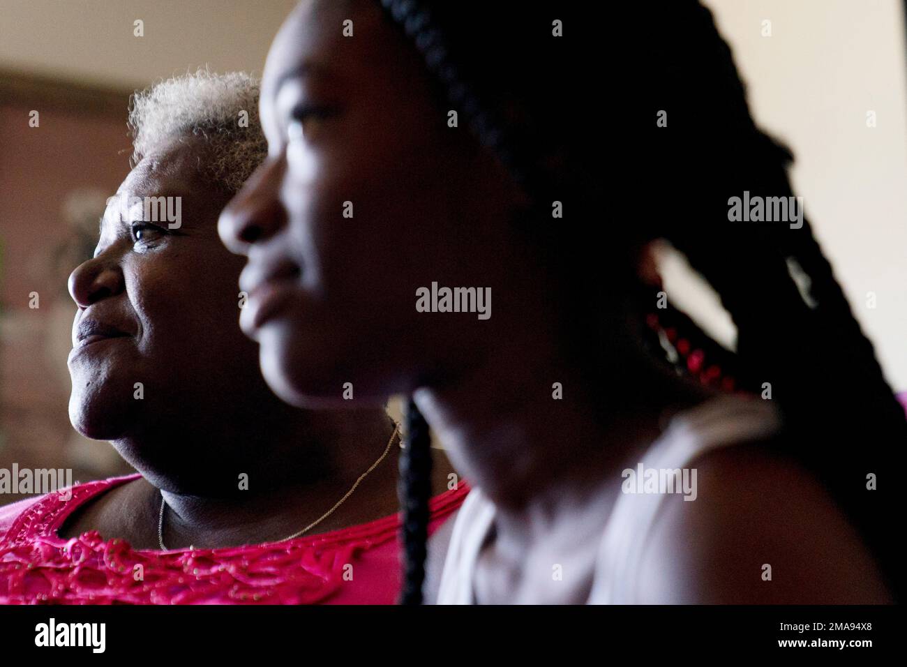 Cassandra Gentry and her granddaughter Jada pose for a photograph in ...