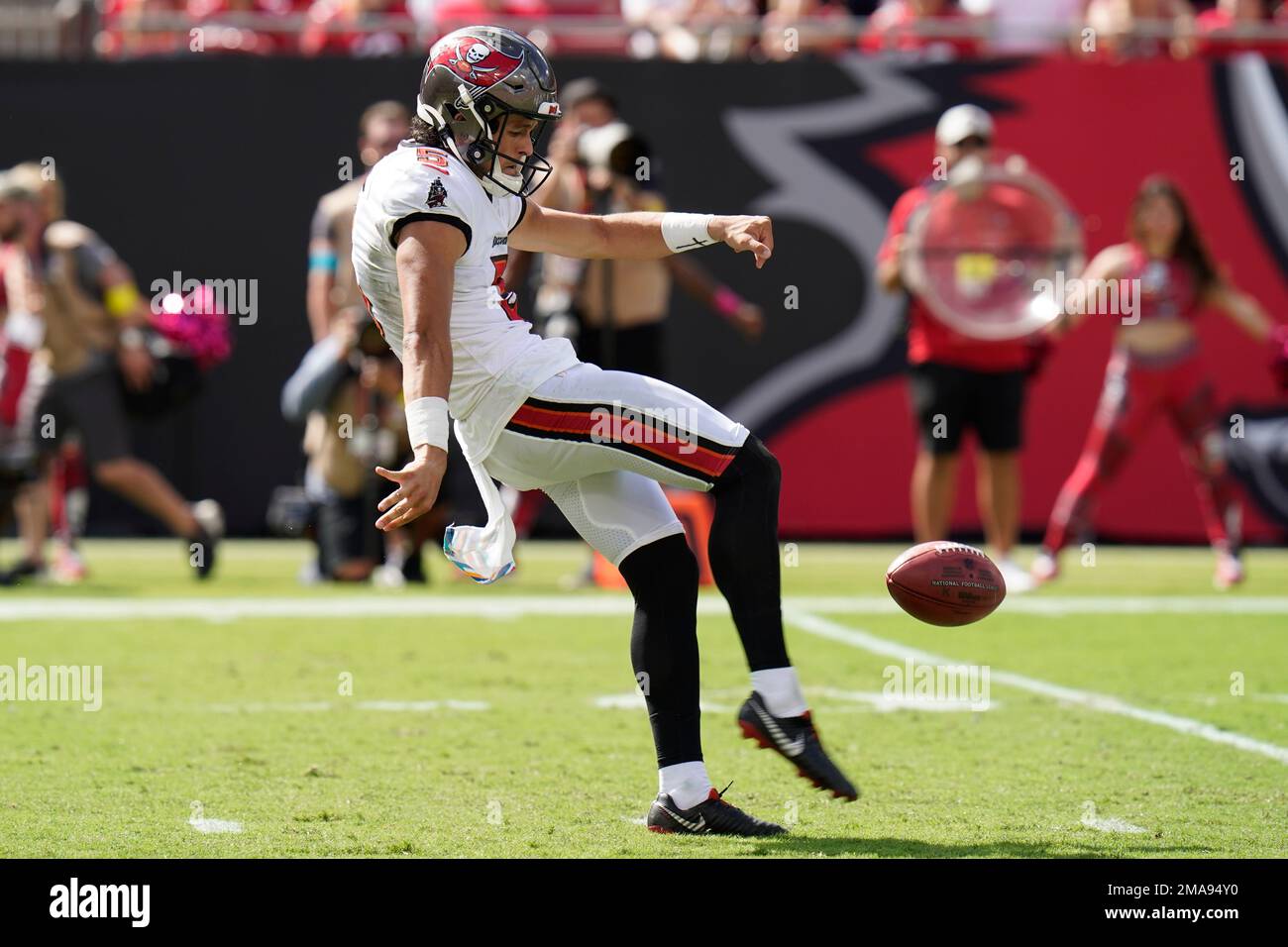 Tampa Bay Buccaneers' Jake Camarda punts against the Atlanta Falcons ...