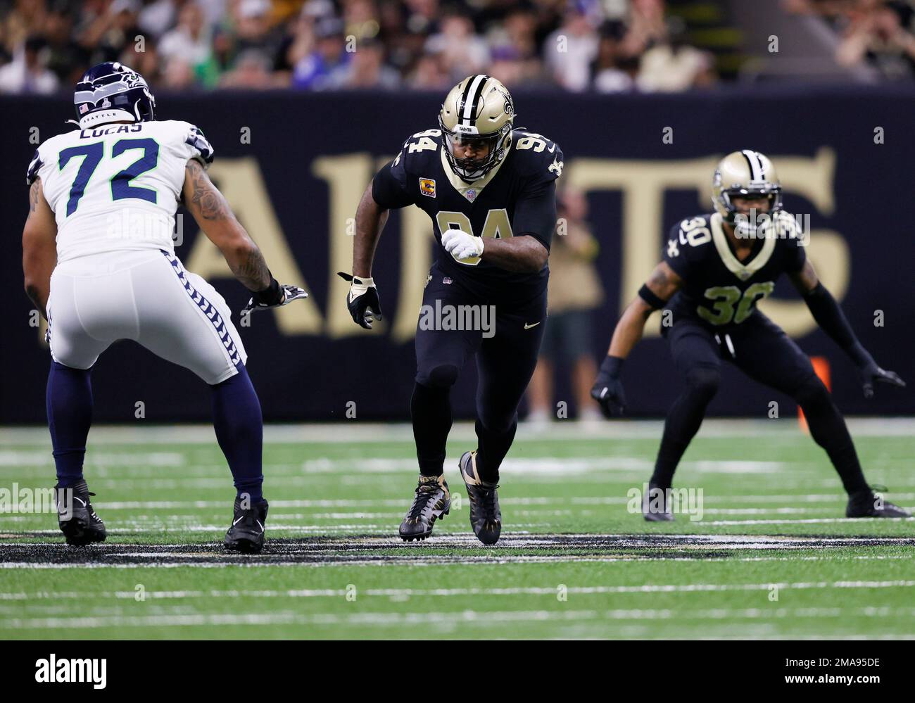 New Orleans Saints defensive end Cameron Jordan (94) rushes against ...