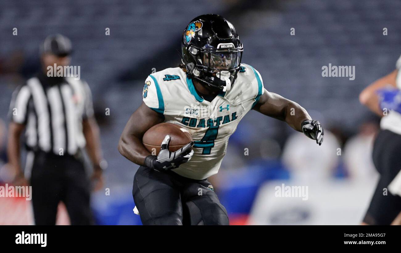 Coastal Carolina running back CJ Beasley (4) runs with the ball during ...