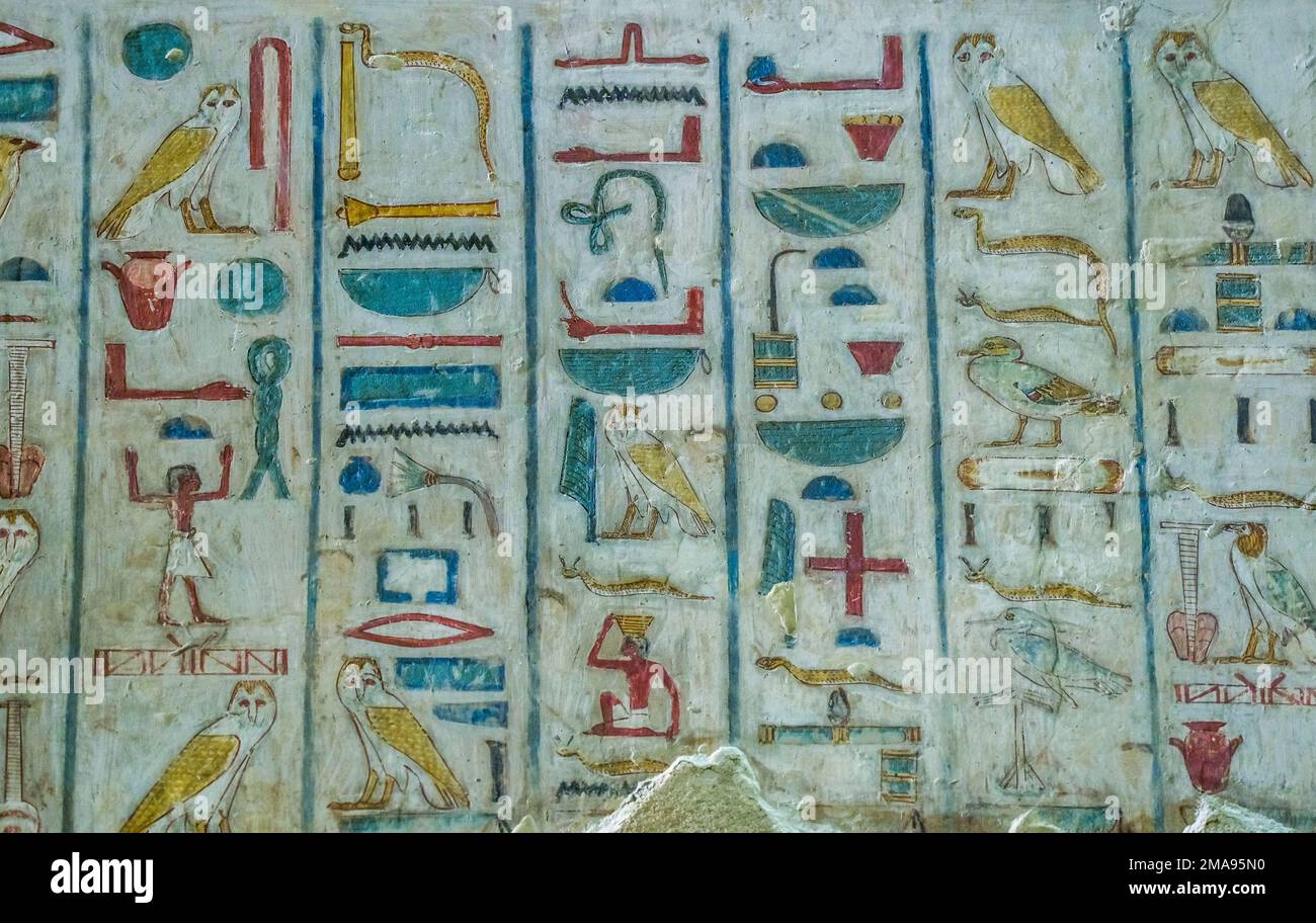 Hieroglyphen, Grab des Wesir Rechmire, TT100, Gräber der Noblen, Theben ...