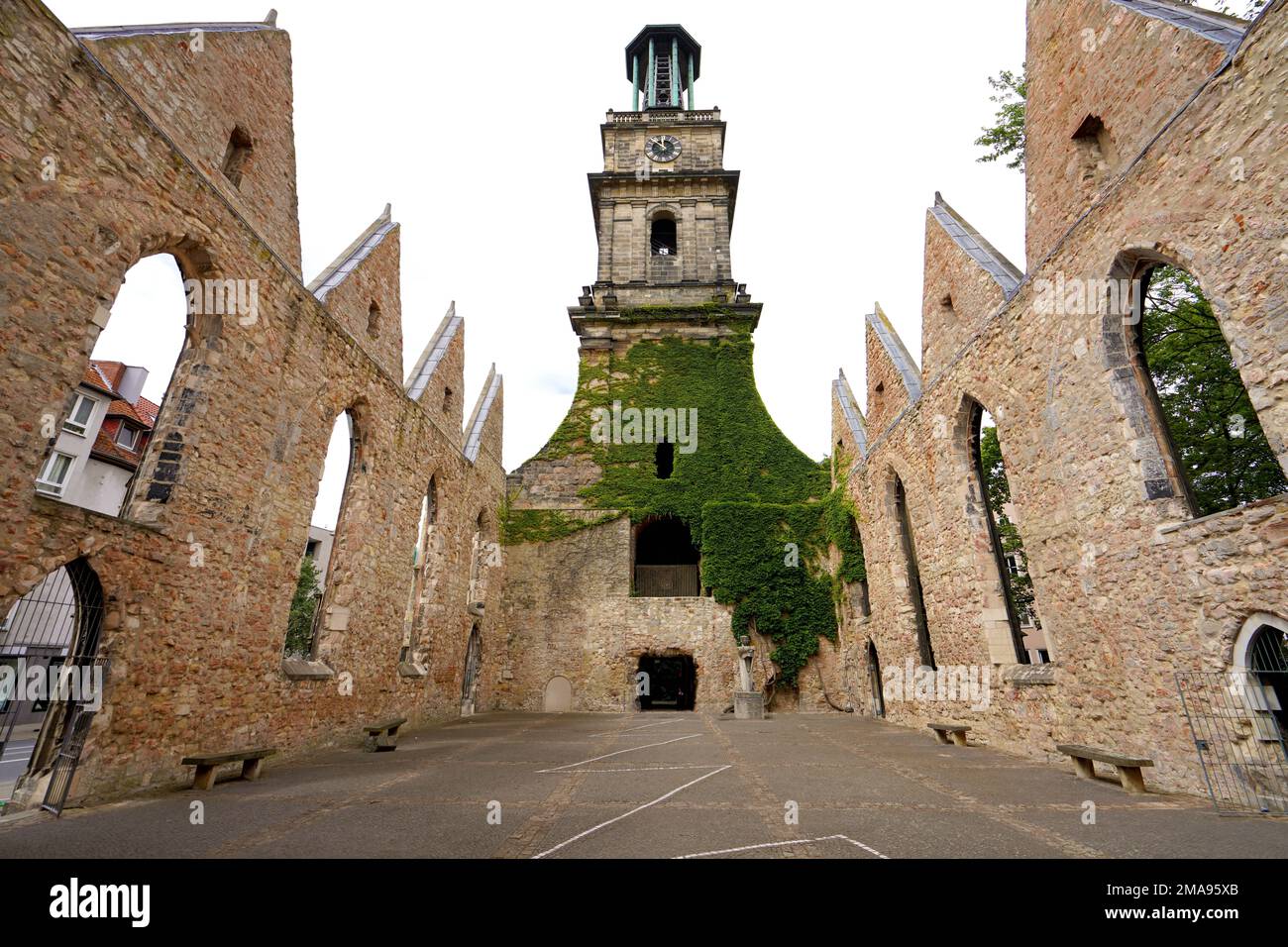 Ruins of the church of Aegidienkirche destroyed during the bombing of ...