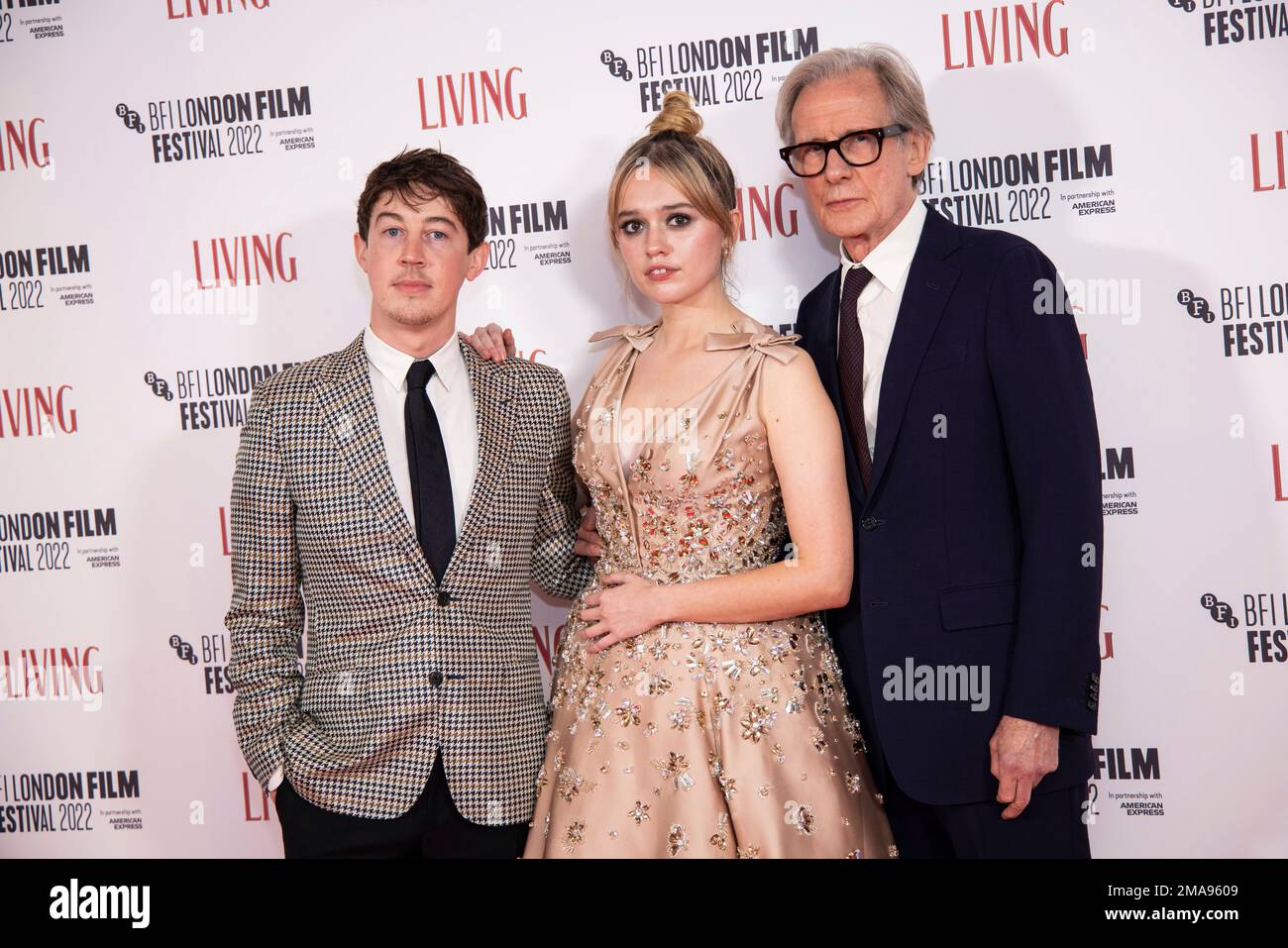 Alex Sharp, from left, Aimee Lou Wood and Bill Nighy pose for ...