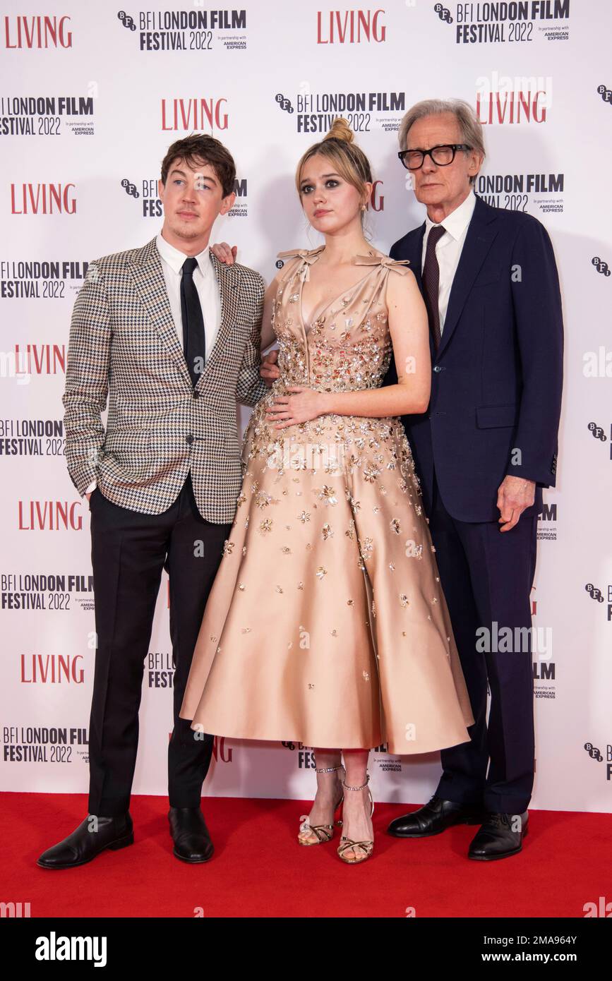 Alex Sharp, from left, Aimee Lou Wood and Bill Nighy pose for ...