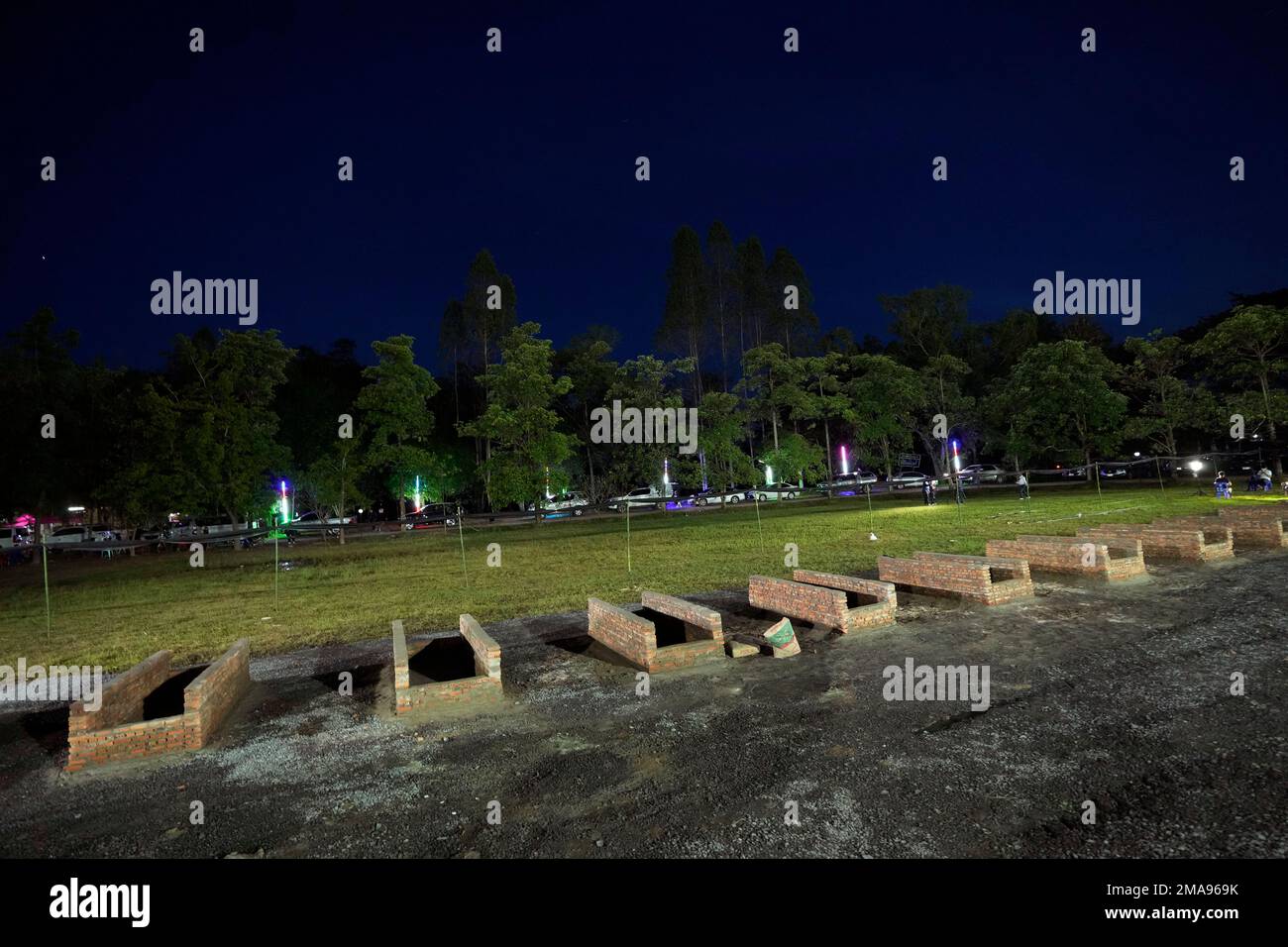 Recently built cremation furnaces dry at Wat Rat Samakee temple in ...