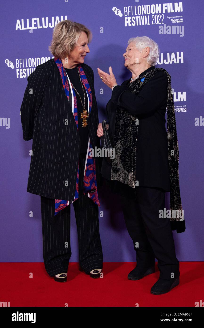 Jennifer Saunders, left, and Judi Dench pose for photographers upon ...