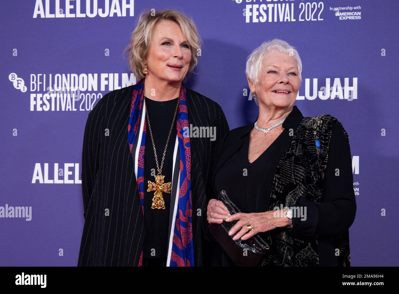 Jennifer Saunders, left, and Judi Dench pose for photographers upon ...