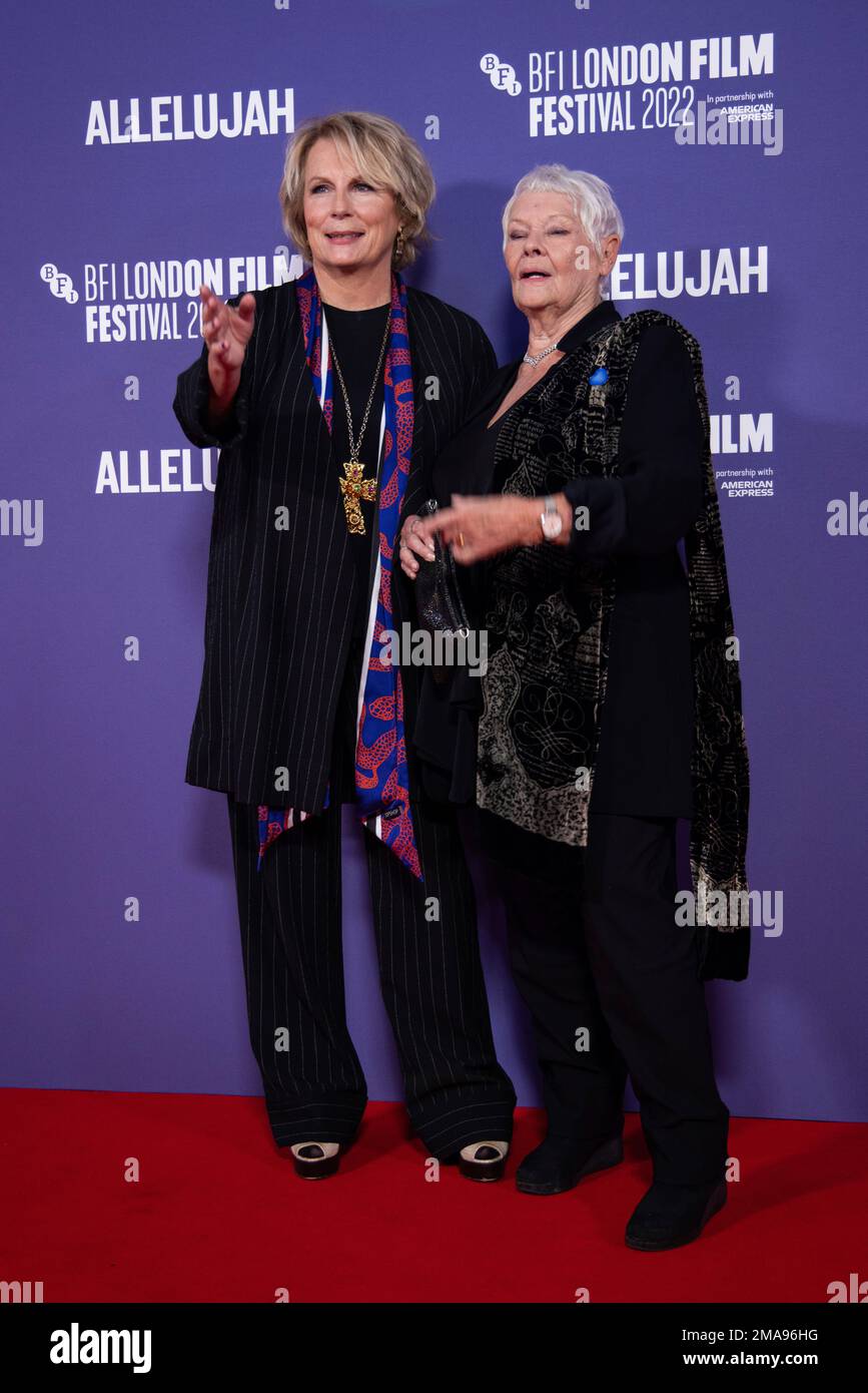 Jennifer Saunders, left, and Judi Dench pose for photographers upon ...