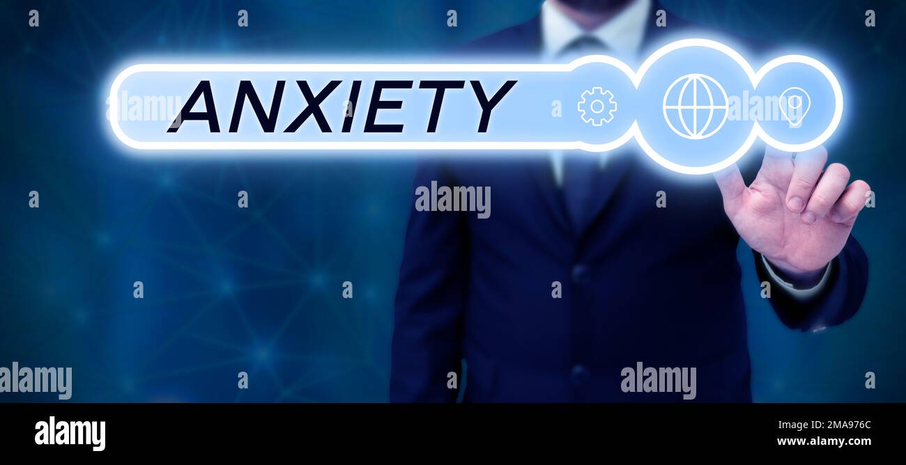 Text caption presenting Anxiety. Business showcase Excessive uneasiness ...