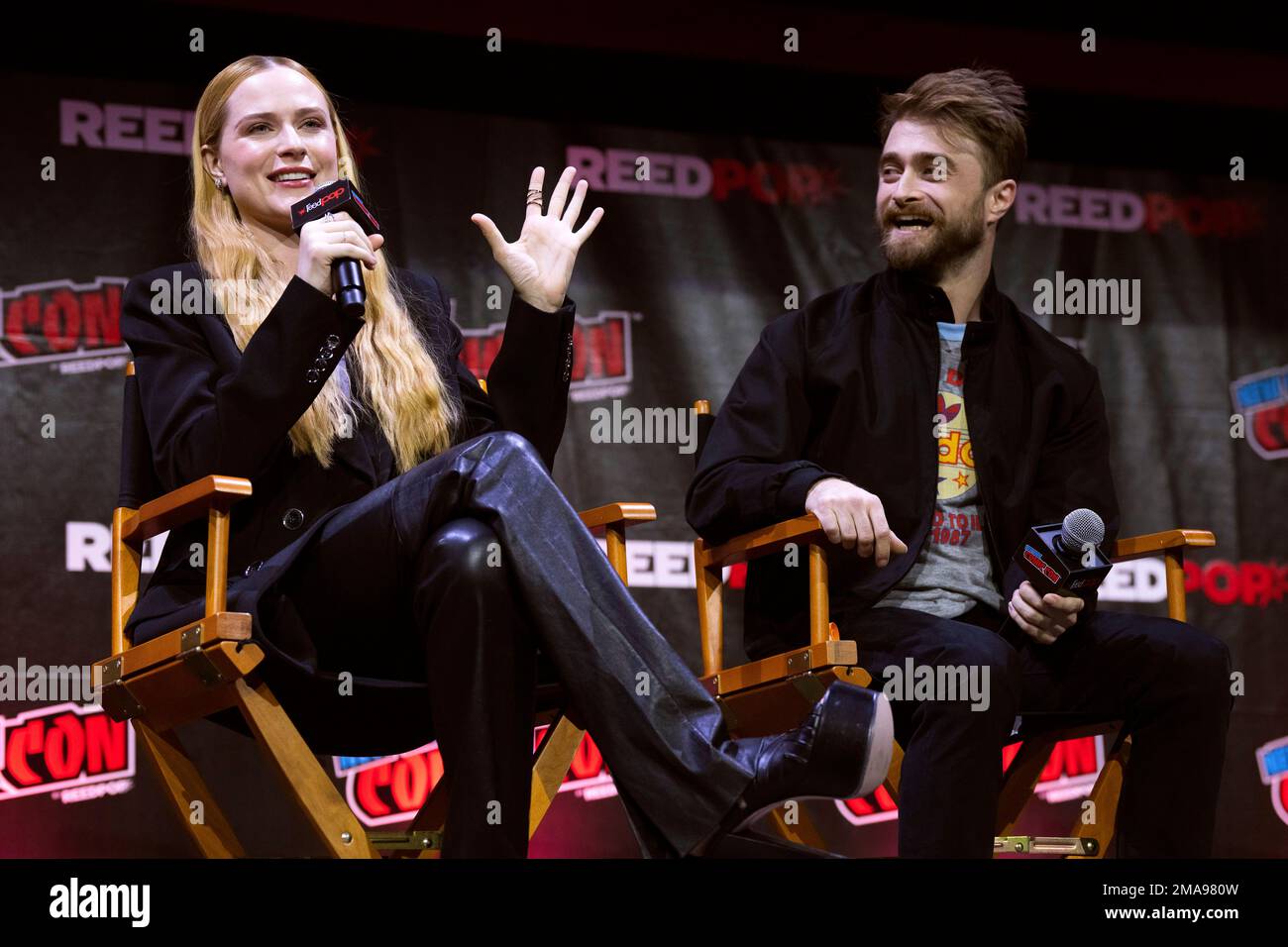 Evan Rachel Wood and Daniel Radcliffe attend a panel discussion for ...