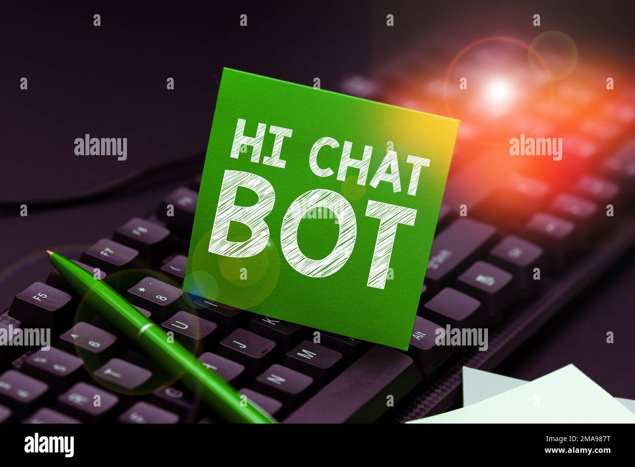 Conceptual caption Hi Chat Bot. Concept meaning Greeting to robot ...