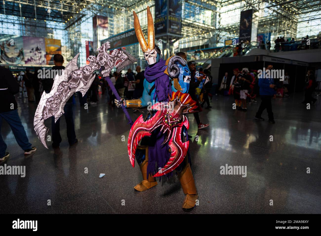 A costumed attendee poses during New York Comic Con at the Jacob K ...