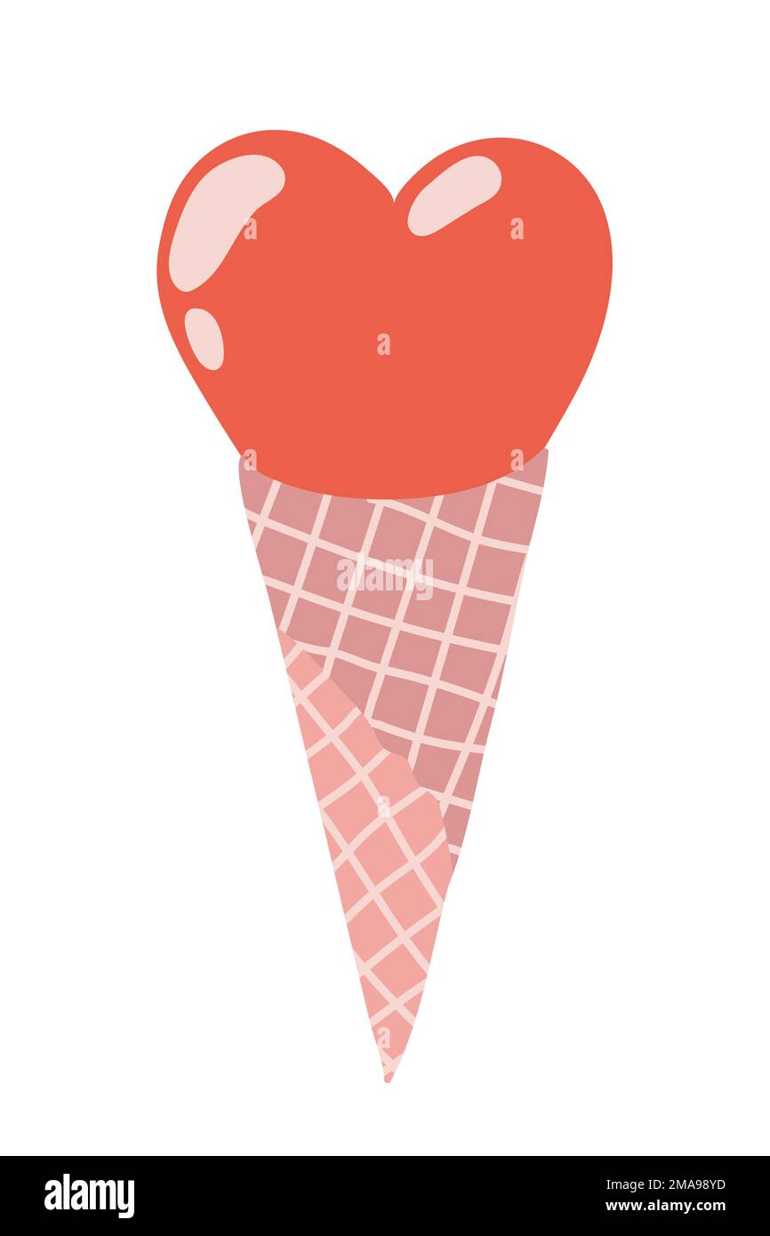 Waffle cone heart ice cream Stock Vector Image & Art - Alamy