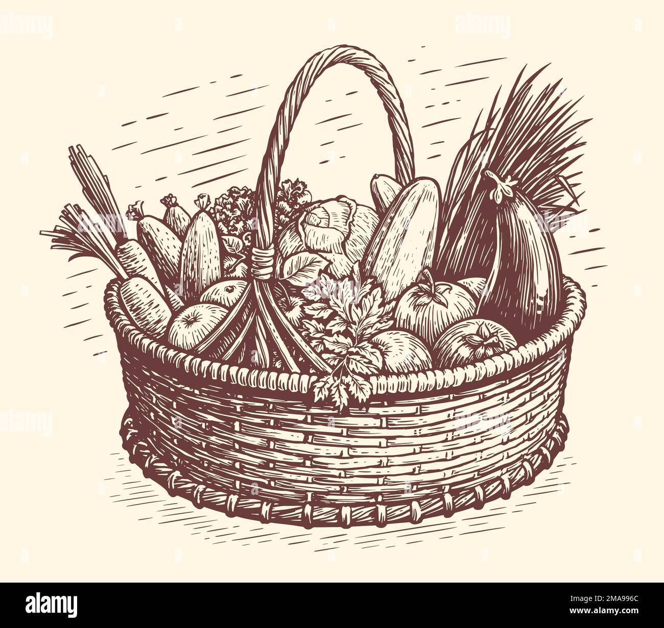 Basket Of Vegetables Drawing