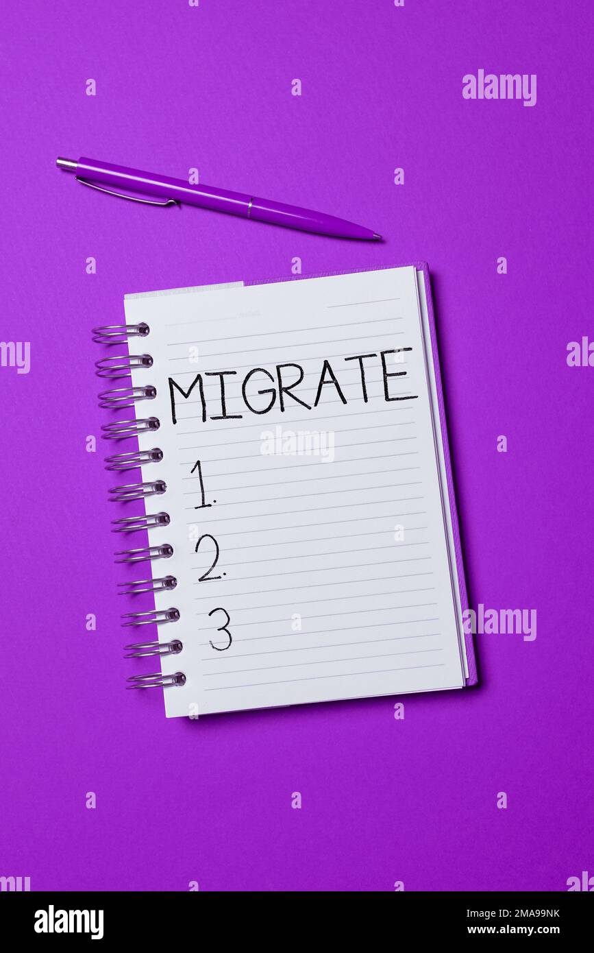 Writing displaying text Migrate. Business approach to move or travel ...