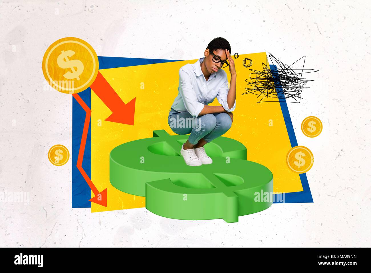 Composite collage picture of unsatisfied person huge dollar money ...