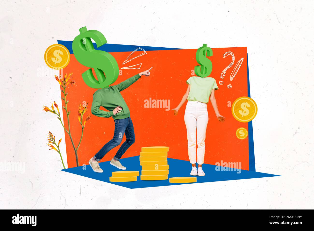 Collage template of different business rich man joking bullying woman ...
