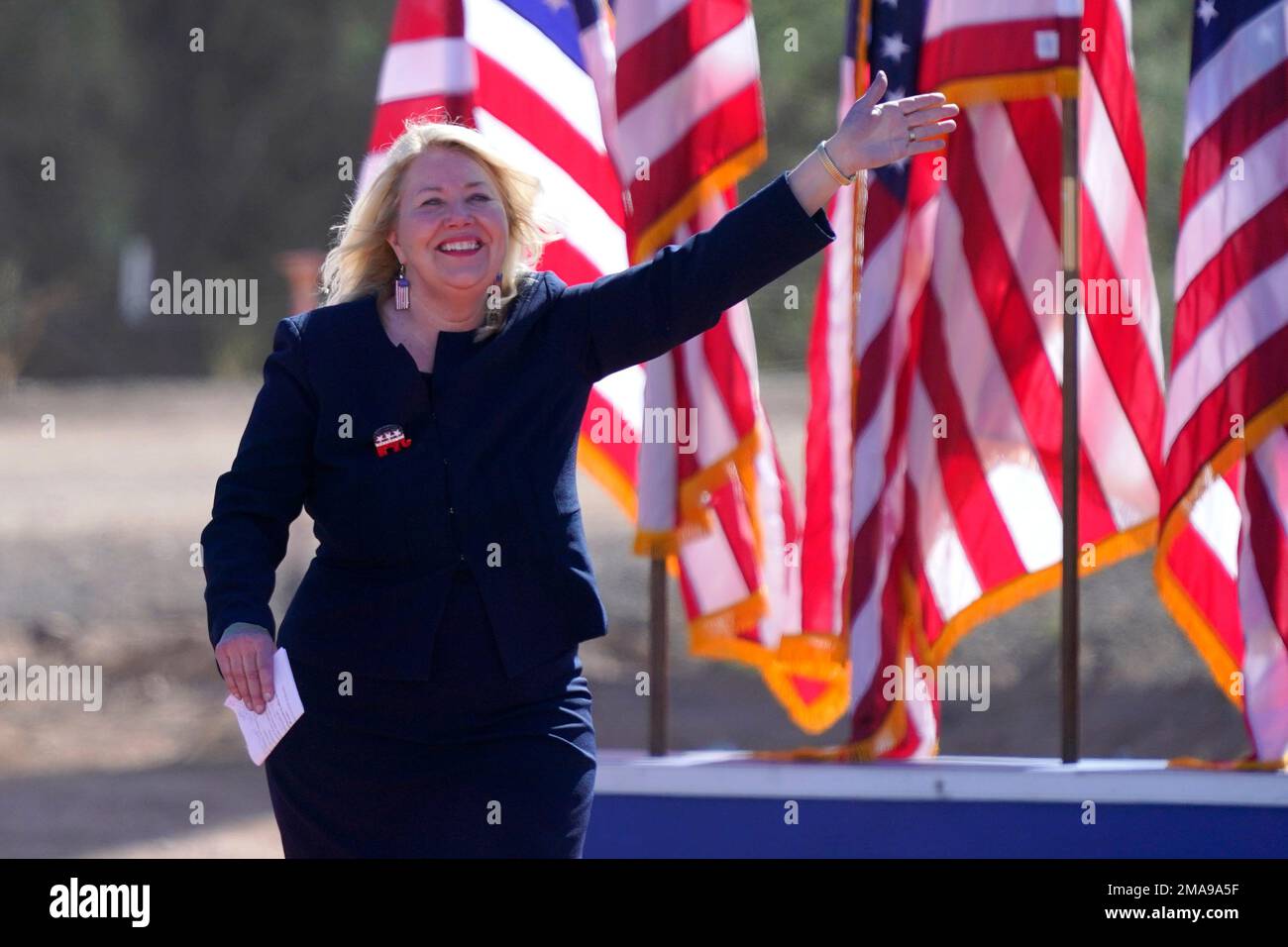 U.S. Rep. Debbie Lesko, R-Ariz., arrives to speak at a former President ...