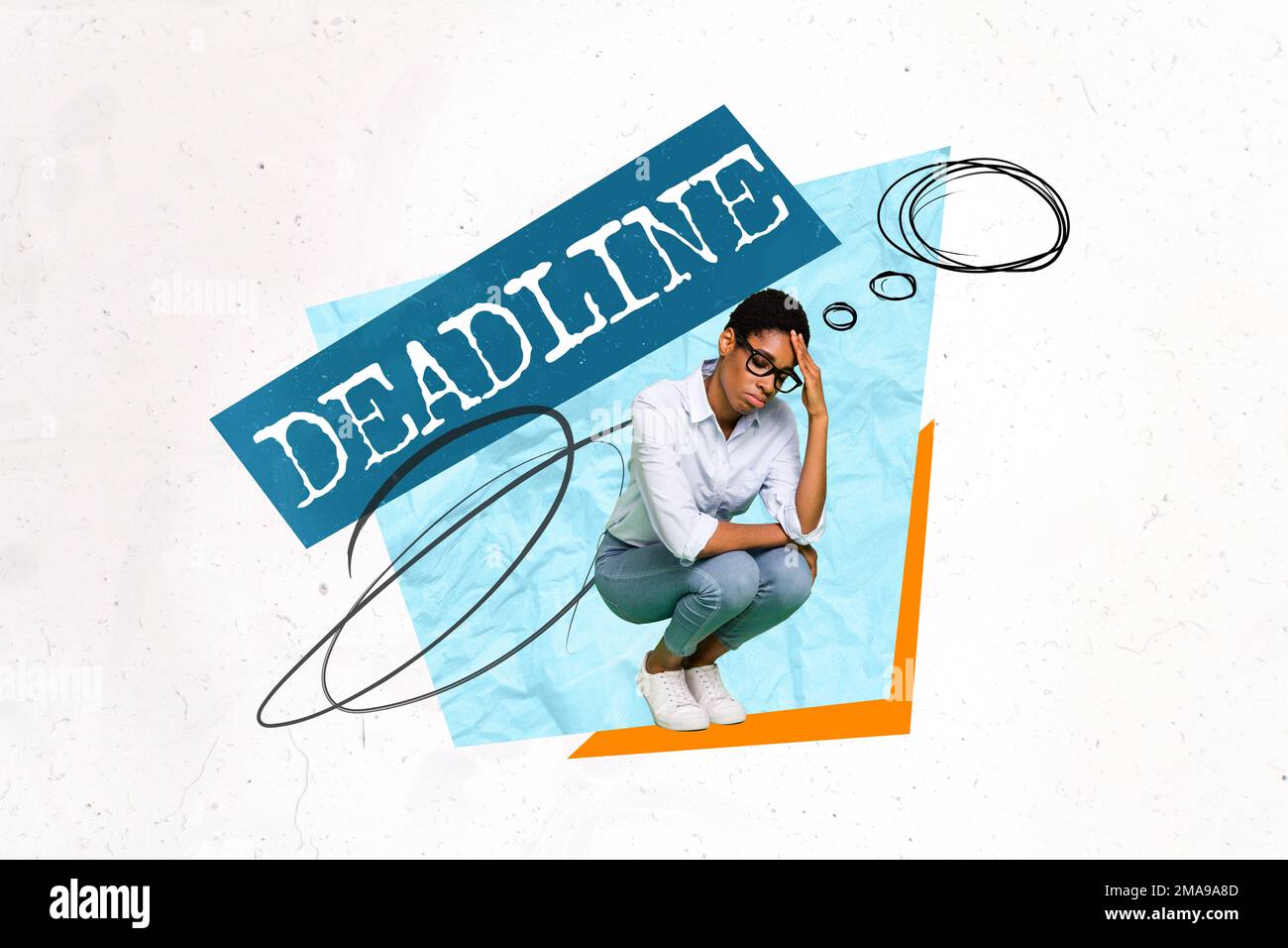 Creative collage illustration of unsatisfied tired person bad mood miss ...