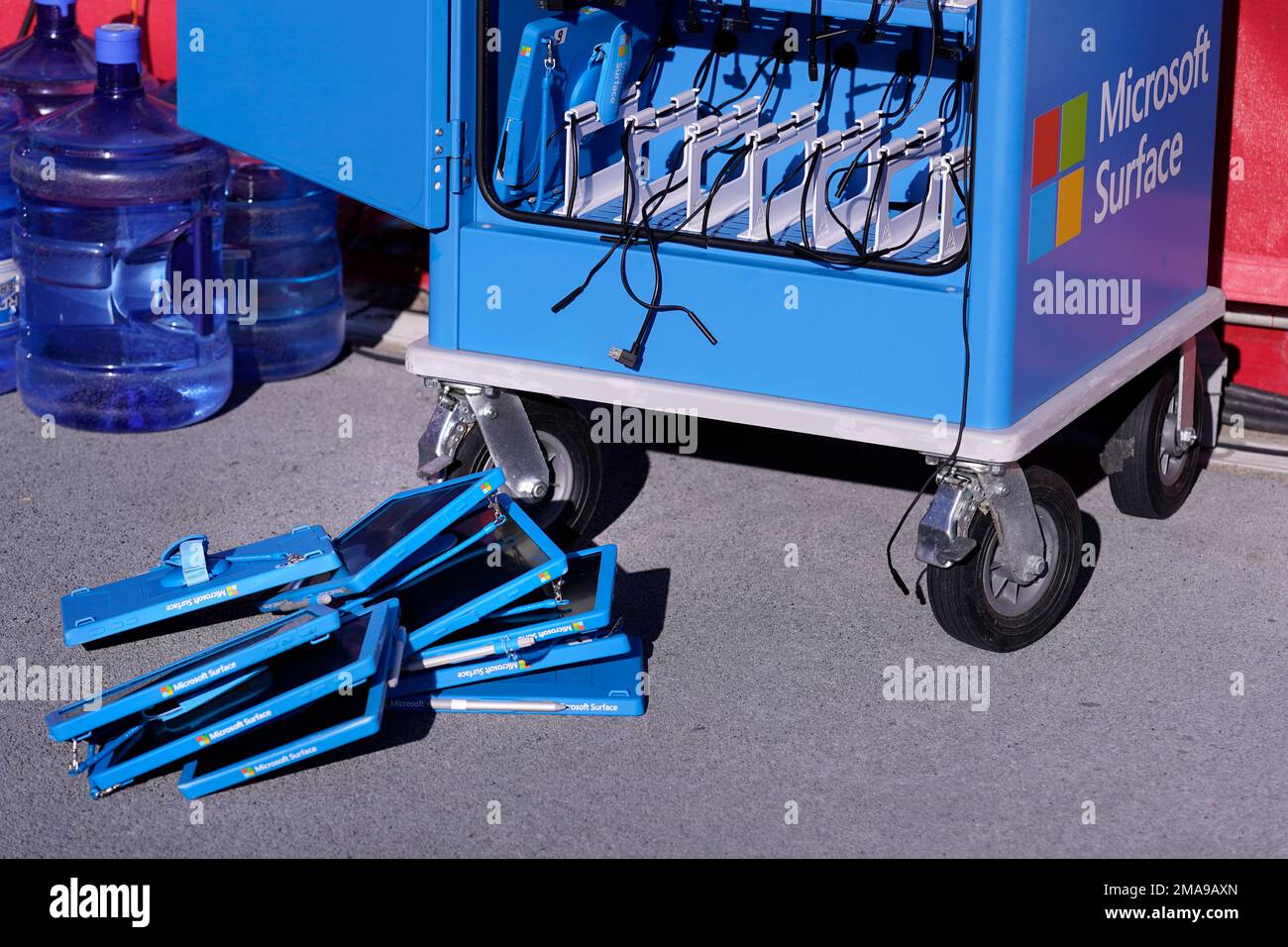 Microsoft Surface tablets after an NFL football game, Sunday, Oct. 9 ...