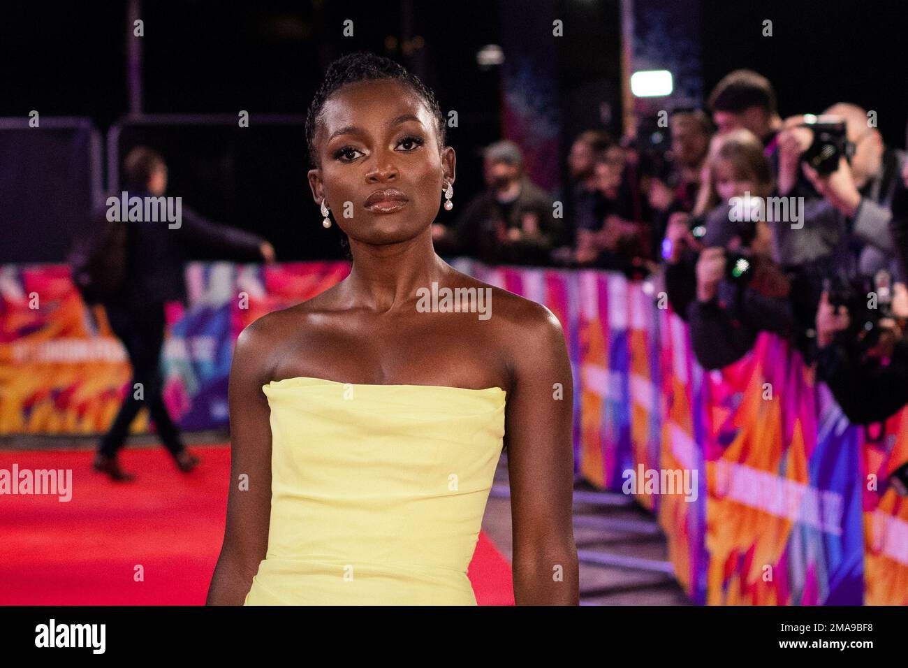 Zephani Idoko poses for photographers upon arrival for the premiere of the film 'The Nanny ...