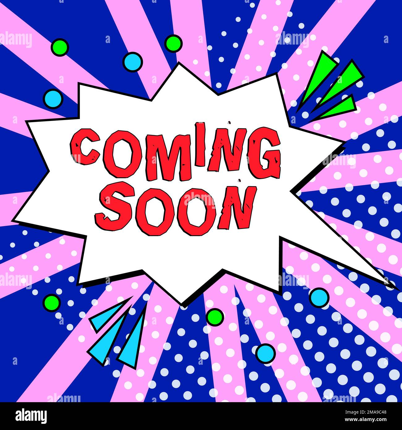 Conceptual caption Coming Soon. Business showcase something is going to ...