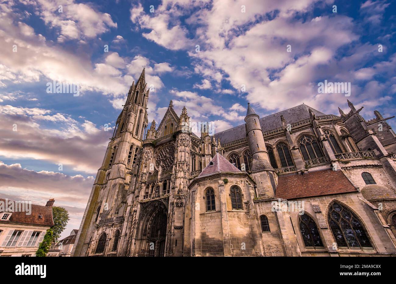 SENLIS, FRANCE, JULY 23, 2016 : exteriors and details of the cathedral ...