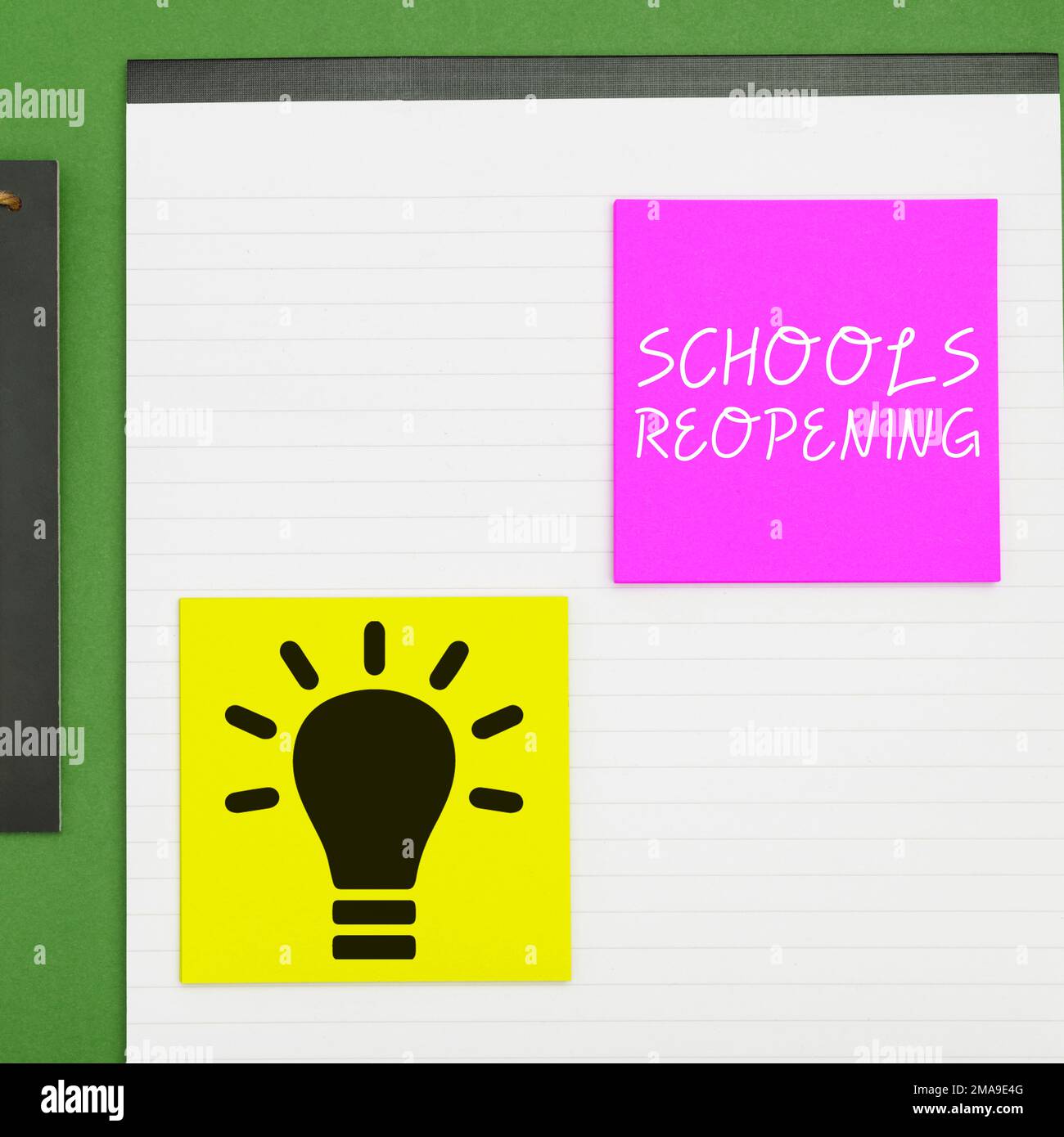 Text sign showing Schools Reopening. Business concept classes are over ...